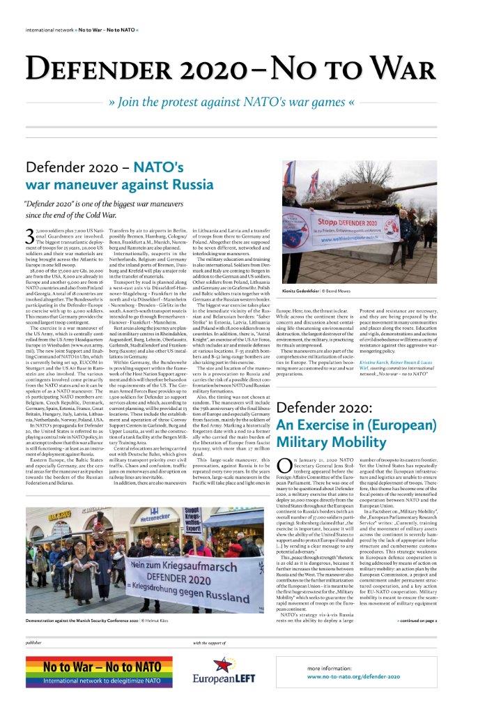 Newspaper on Defender 2020 is ready – No to war – no to NATO Network